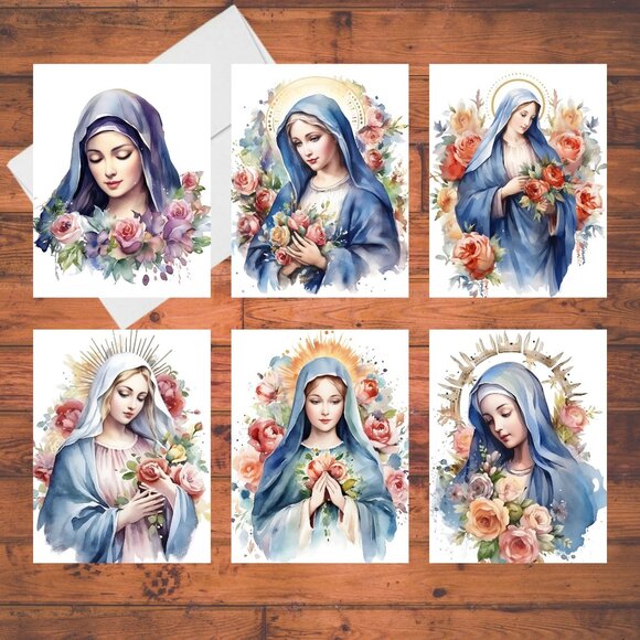 Handmade | Office | Virgin Mary Blank Greeting Card Set Catholic Blank ...